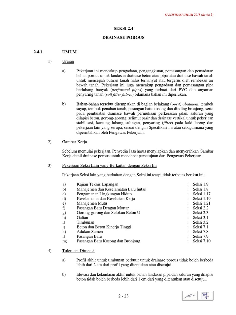 Spesifikasi Umum 2018 Rev.2 Divisi 2 Tentang Drainase Seksi 2.4 Tentang Drainase Porous | PDF ...