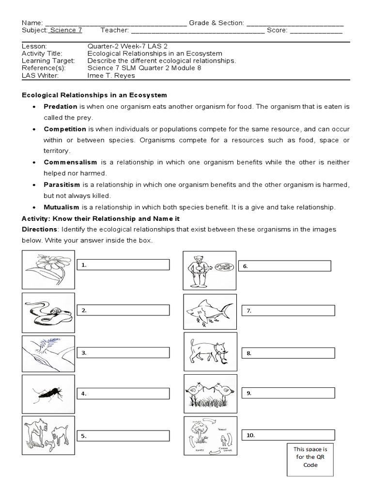 Ecological Relationships in An Ecosystem | PDF