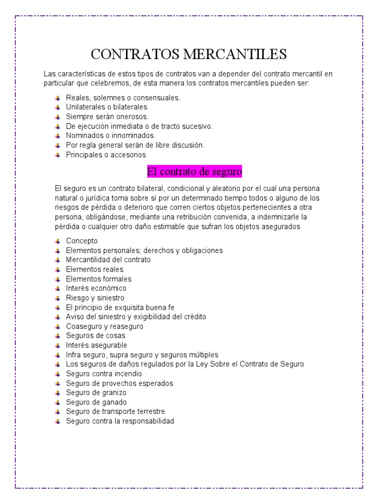 Contratos Mercantiles | PDF | Seguro | Póliza de seguros
