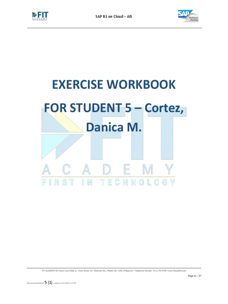 AIS Exercise Workbook | PDF | Cloud Computing | Invoice