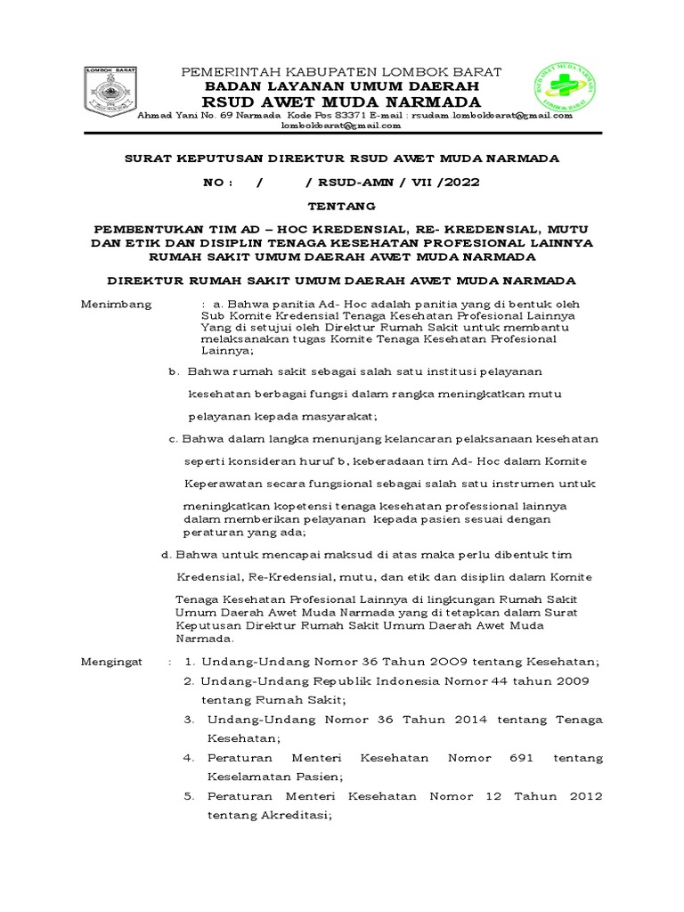 SK Tim Ad Hoc Nakes Lainnya 2022 | PDF