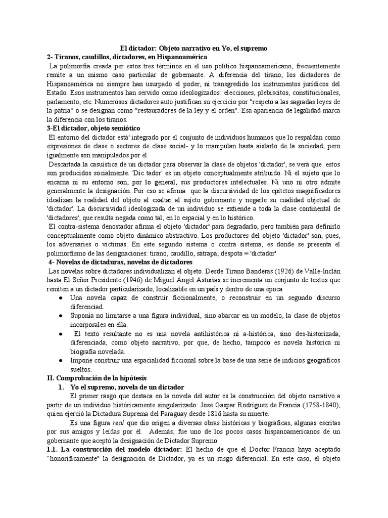 Resumen Yo El Supremo | PDF | Dictadura | Novelas