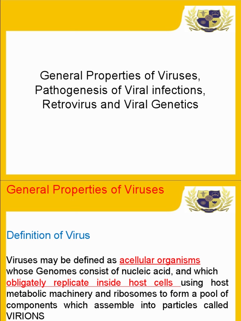 General Characteristics of Viruses and Viral Pathogenesis 1 | PDF ...
