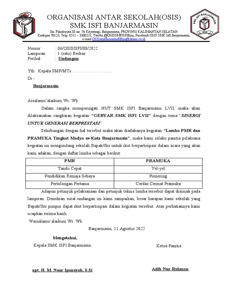 Lomba PMR dan Pramuka HUT SMK ISFI 2022 | PDF | Ilmu Sosial