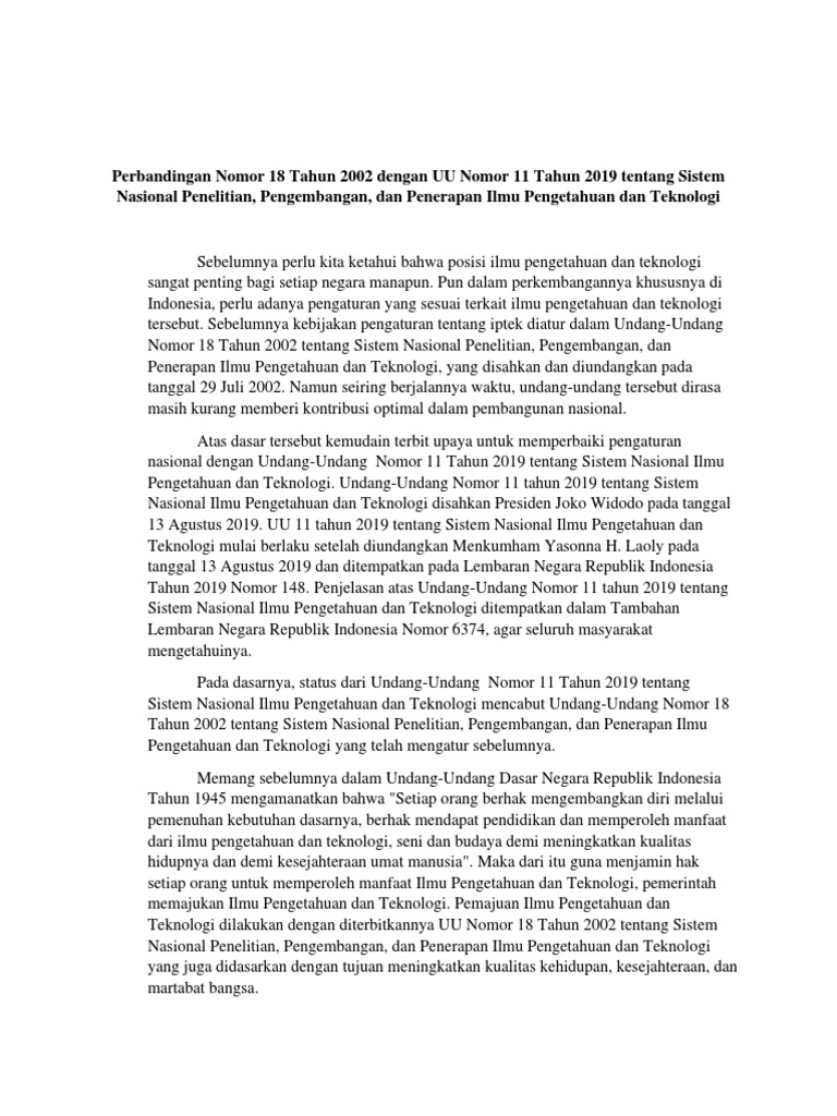 Perbandingan Nomor 18 Tahun 2002 Dengan UU Nomor 11 Tahun 2019 Tentang ...