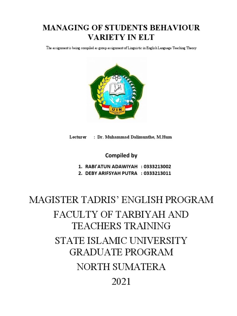 Managing of Students Behavior Variety in ELT | PDF | Teachers | Learning