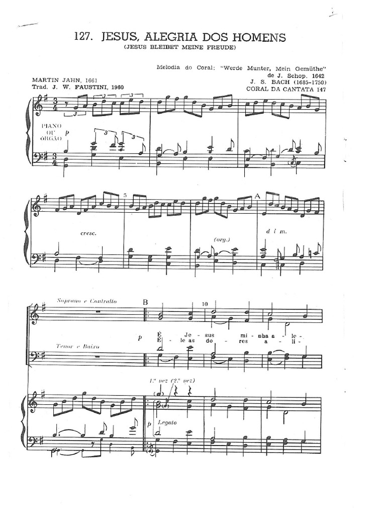 JESUS, ALEGRIA DOS HOMENS - MARTIN JAHN - J. S. BACH - Trad. J.W ...