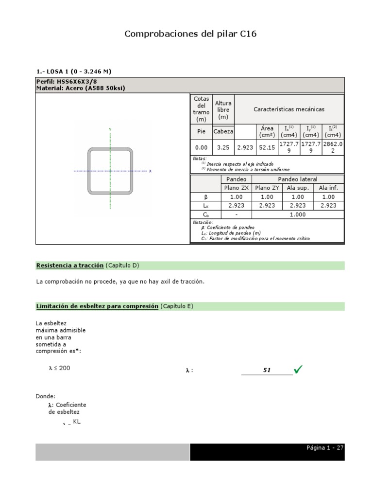 Comprobaciones Del Pilar C16 | PDF | Pandeo | Construyendo tecnología