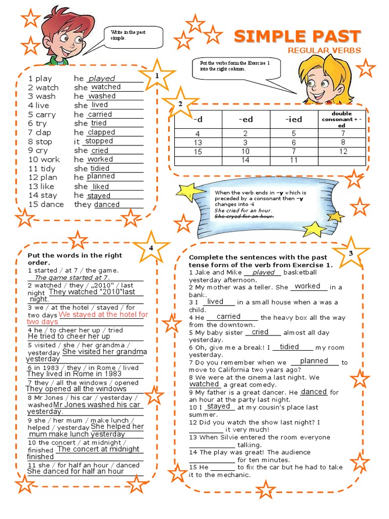 Simple Past Regular Verbs Exercise Resuelto - Copia | PDF | Language ...
