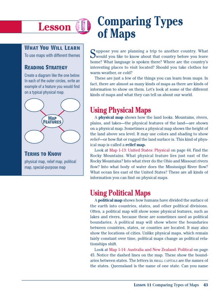 Comparing Types of Maps Worksheet | PDF | Map | Mountains