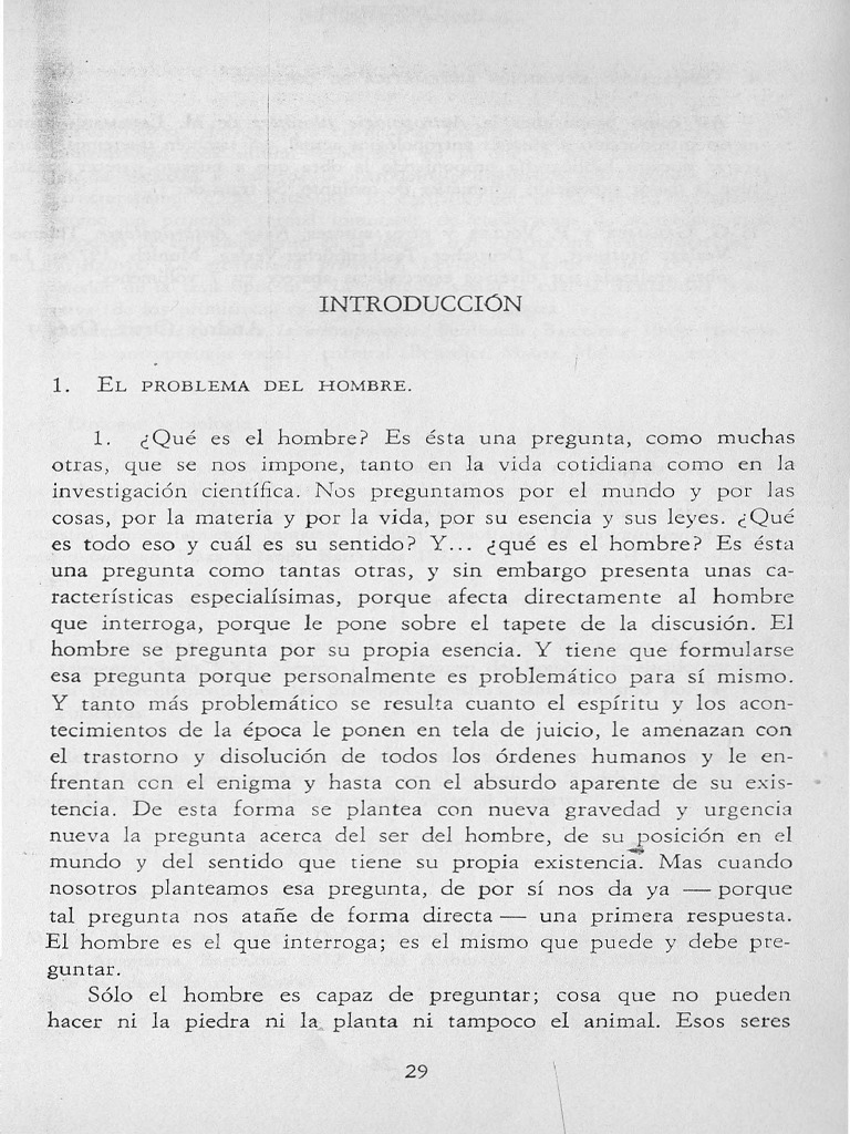 Coreth, E. ¿Que Es El Hombre Introduccion 1 | PDF | Conocimiento | Esencia
