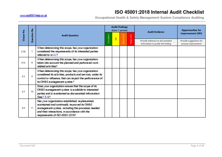 Páginas desdeISO 45001-2018 Internal Audit Checklist-4 Pag.4 | PDF ...