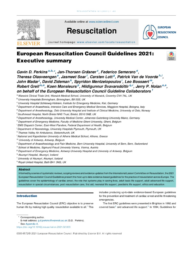 European Resuscitation Council Guidelines 2021 | PDF