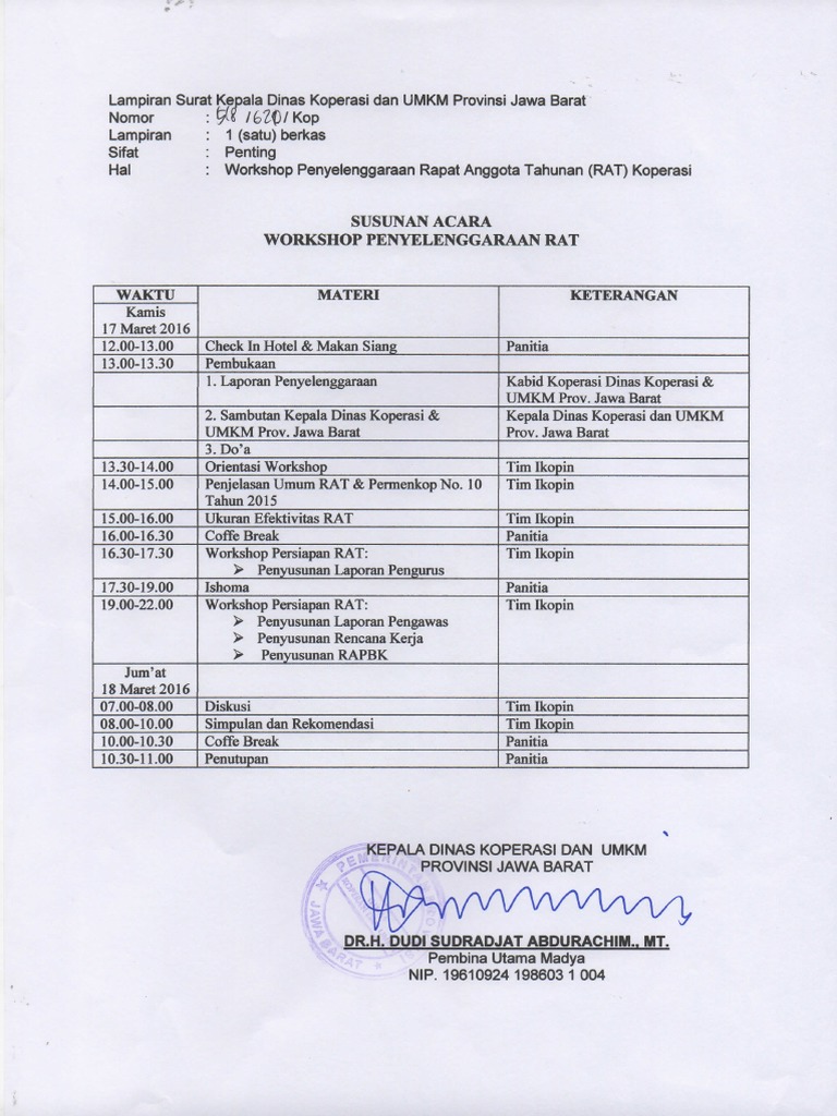 CONTOH SUSUNAN ACARA WORKSHOP RAT | PDF