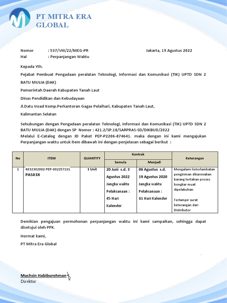 Surat Permohonan Addendum Pep-P2206-874641 | PDF
