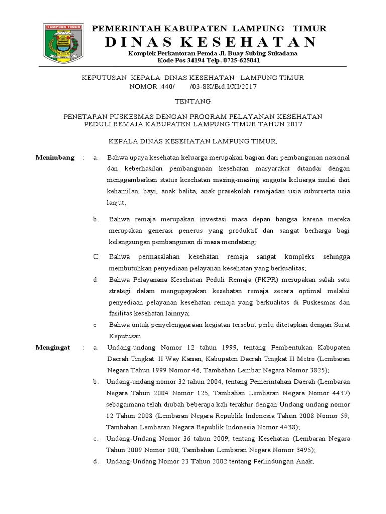 SK Puskesmas PKPR | PDF