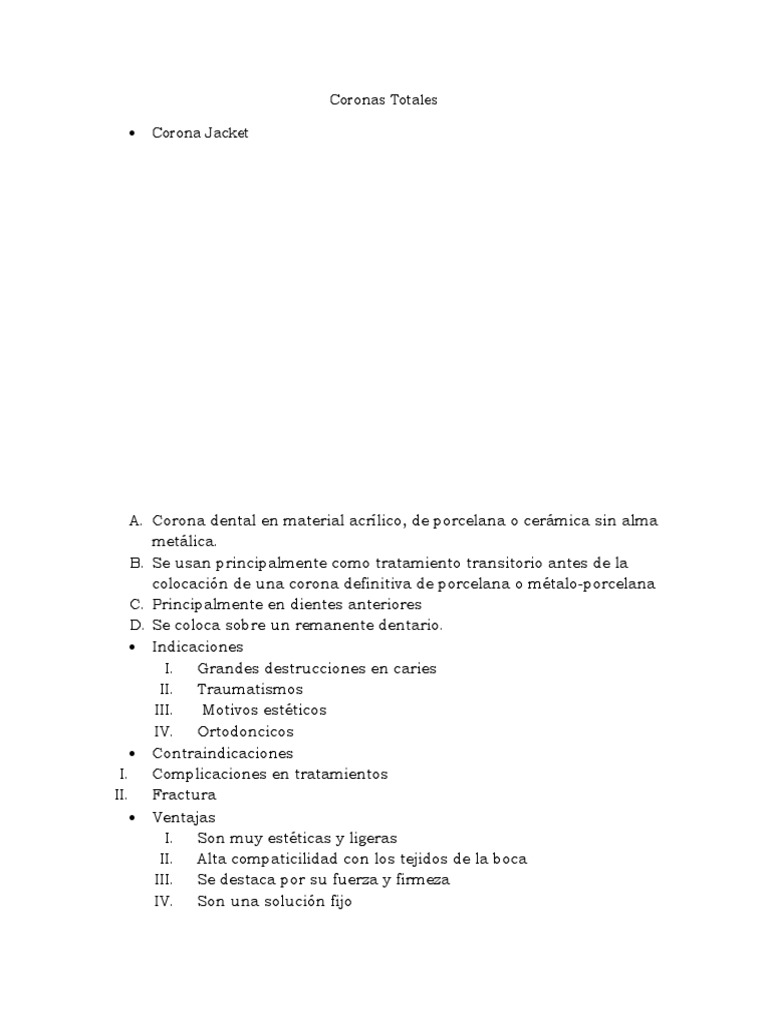 Indicaciones y tipos de coronas dentales | PDF | Odontología ...