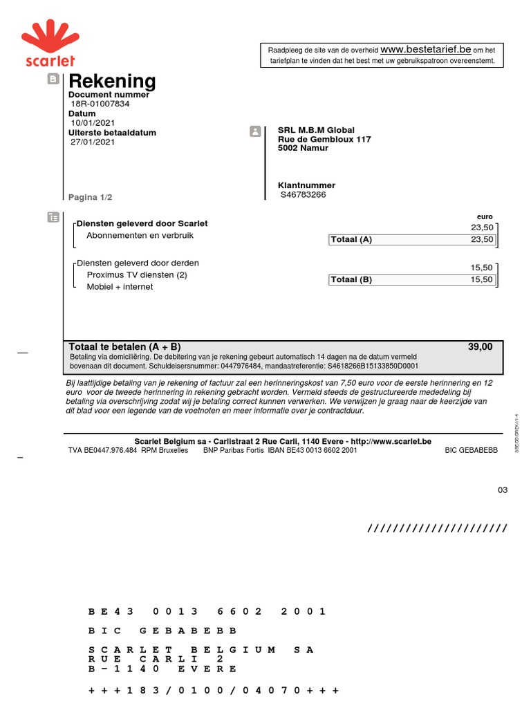Belgium Bill Invoice | PDF