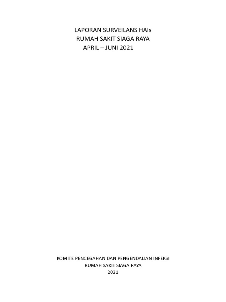 Surveilans HAIs RS Siaga Raya Q2 2021 | PDF