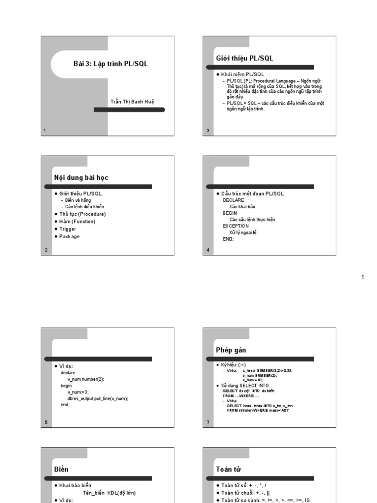 Bai 3 - Lap Trinh PLSQL | PDF Bai 3 - Lap Trinh PLSQL | PDF