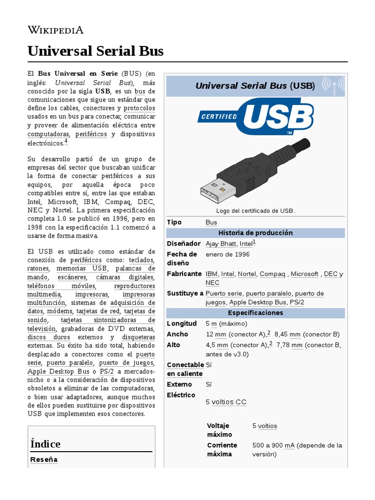 Universal Serial Bus | PDF | USB | Telecomunicaciones