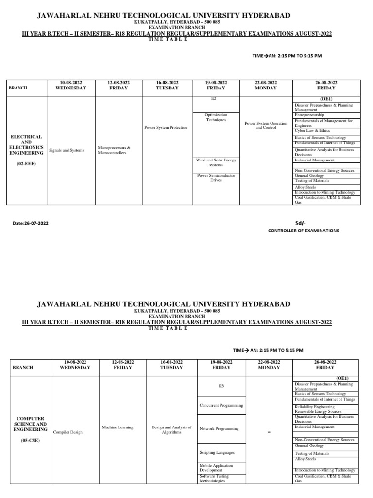 B.Tech III - II R18 - EEE, CSE, IT, ITE (AN) Aug 2022 | Download Free ...