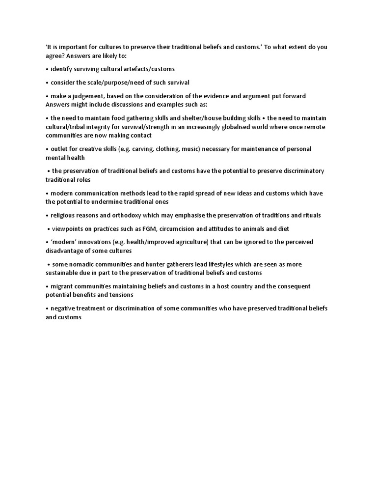 It Is Important For Cultures To Preserve Their Traditional Beliefs and ...