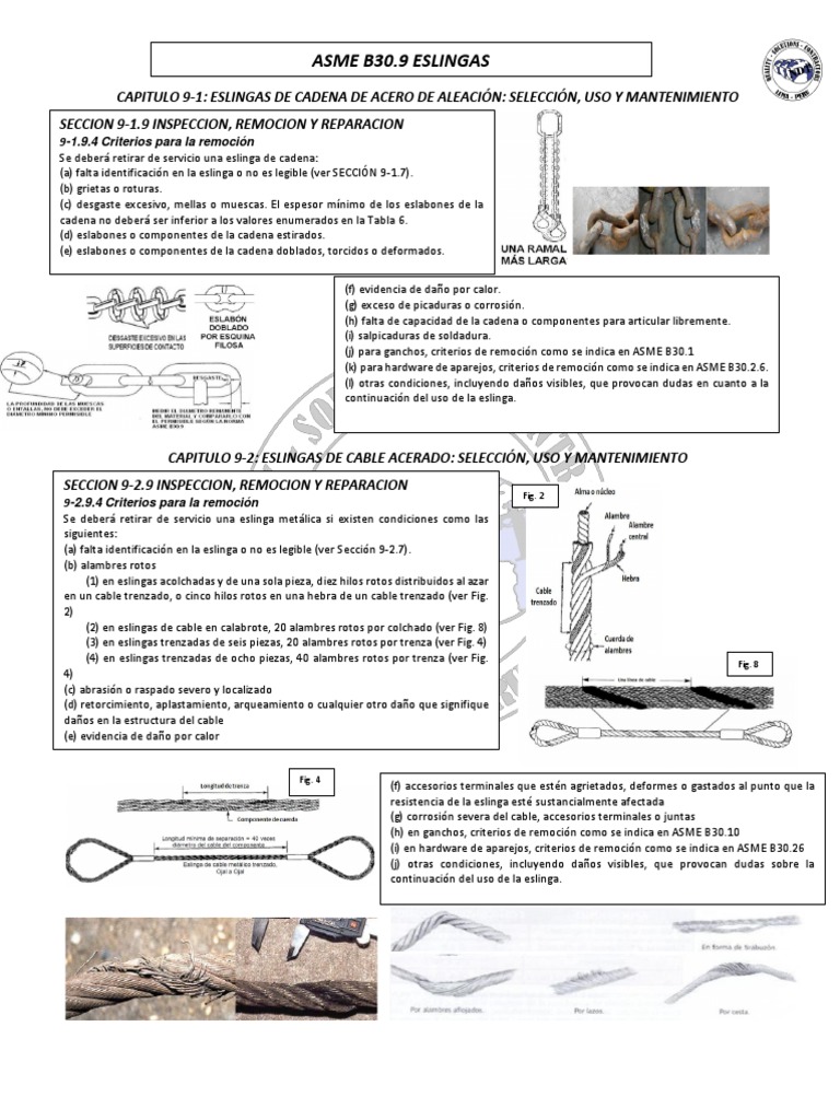 Eslingas Resumen B30.9 | PDF | Materiales | Química