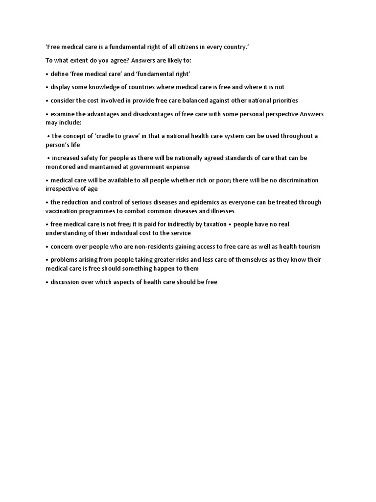 Free Medical Care Is A Fundamental Right of All Citizens in Every ...