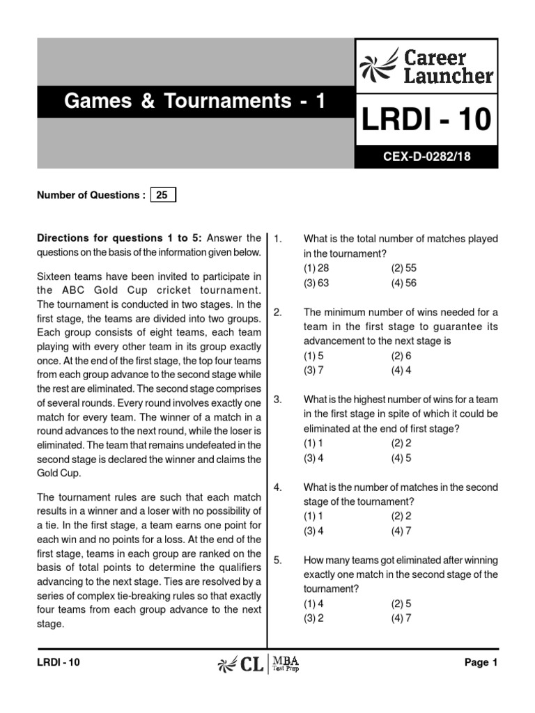LRDI-10 Games - Tournaments 1 With Solutions | PDF | Tournament | Sports