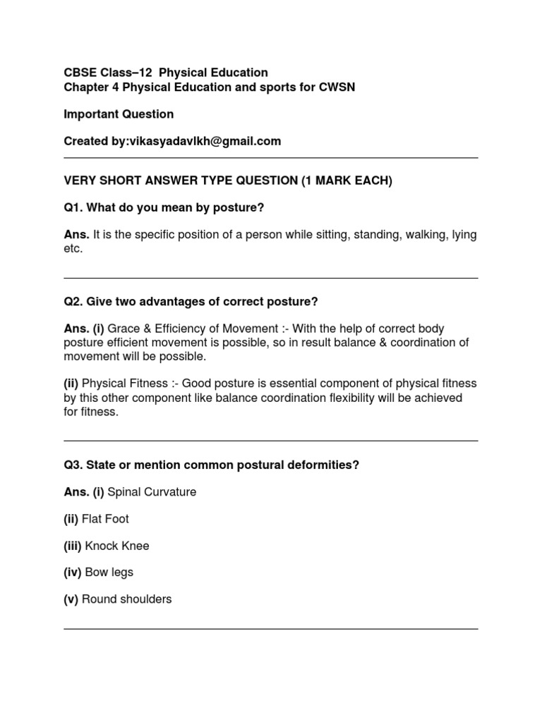 Physical Education and Sports For CWSN | PDF | Foot | Musculoskeletal ...