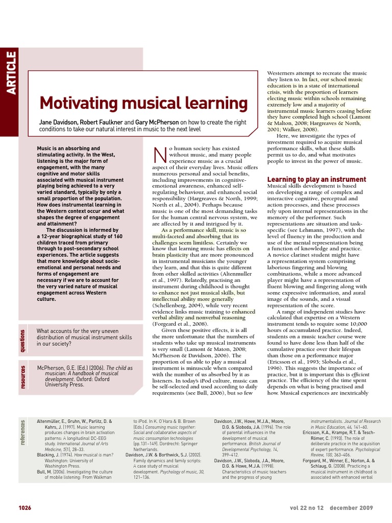 Davidson, Faulkner, McPherson | PDF | Learning | Motivational