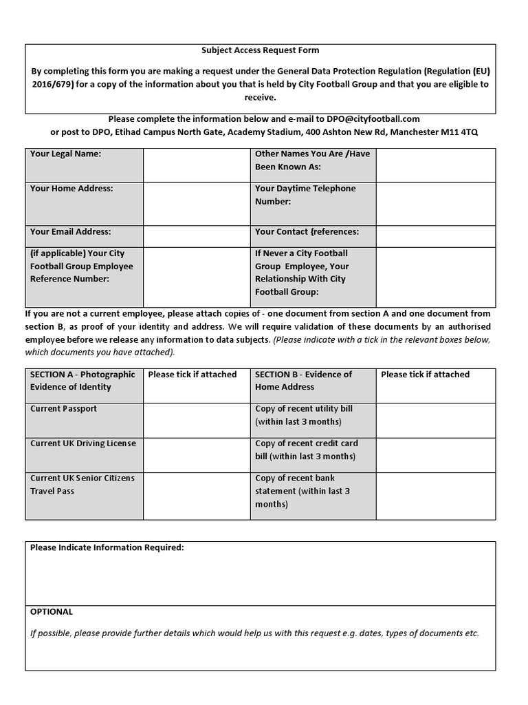 Subject Access Request Form | PDF | Justice | Crime & Violence