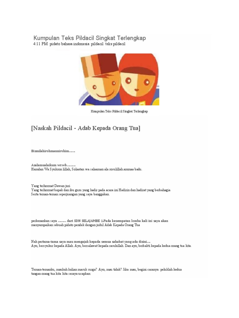 Kumpulan Teks Pildacil Singkat Terlengkap | PDF