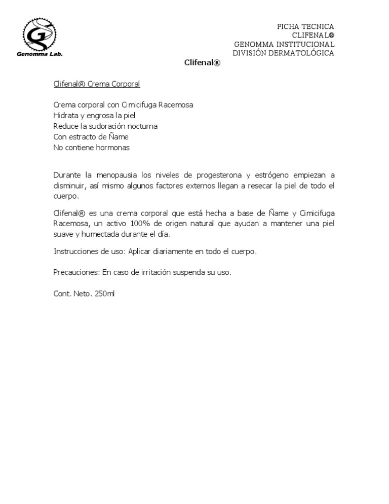 Genomma Lab Clifenal Crema Corporal | PDF