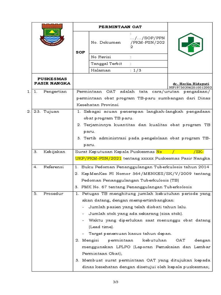 Sop Permintaan Oat | PDF