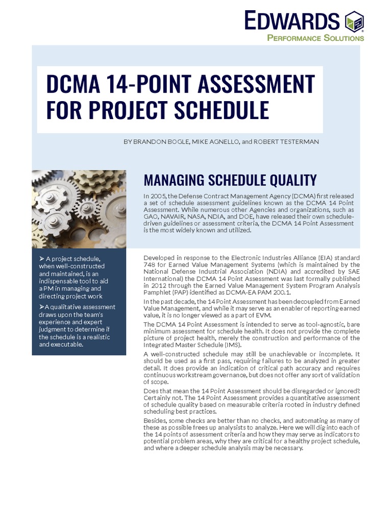 Dcma 14-Point Assessment For Project Schedule | PDF | Logic