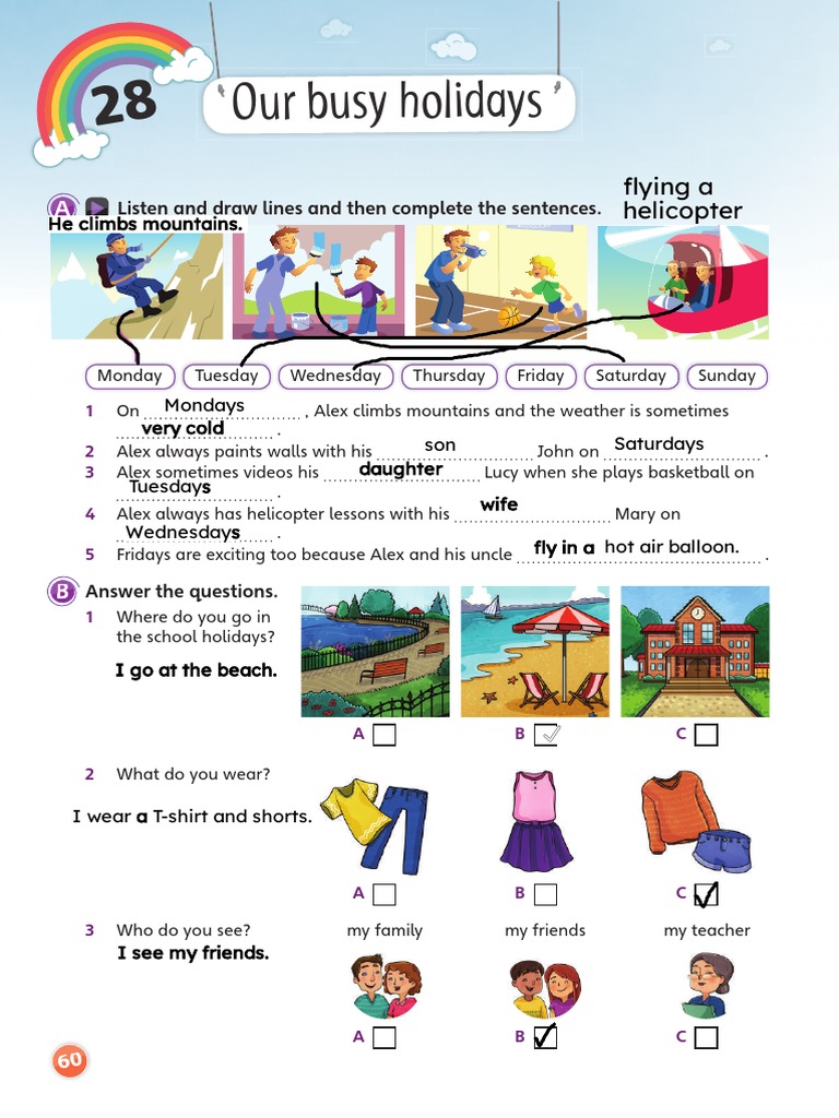 Cambridge Fun For Movers (Module 2) Unit - 28. Our Busy Holidays (Lesson 29) | PDF