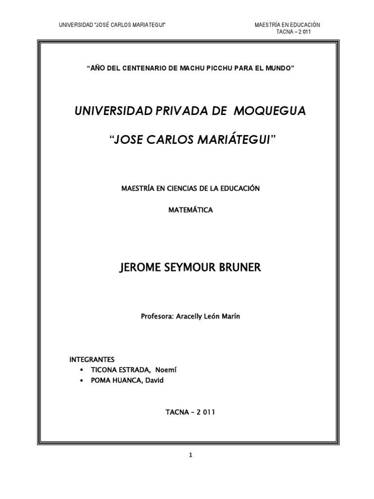 Jerome Seymour Bruner | PDF | Psicología cognitiva | Aprendizaje