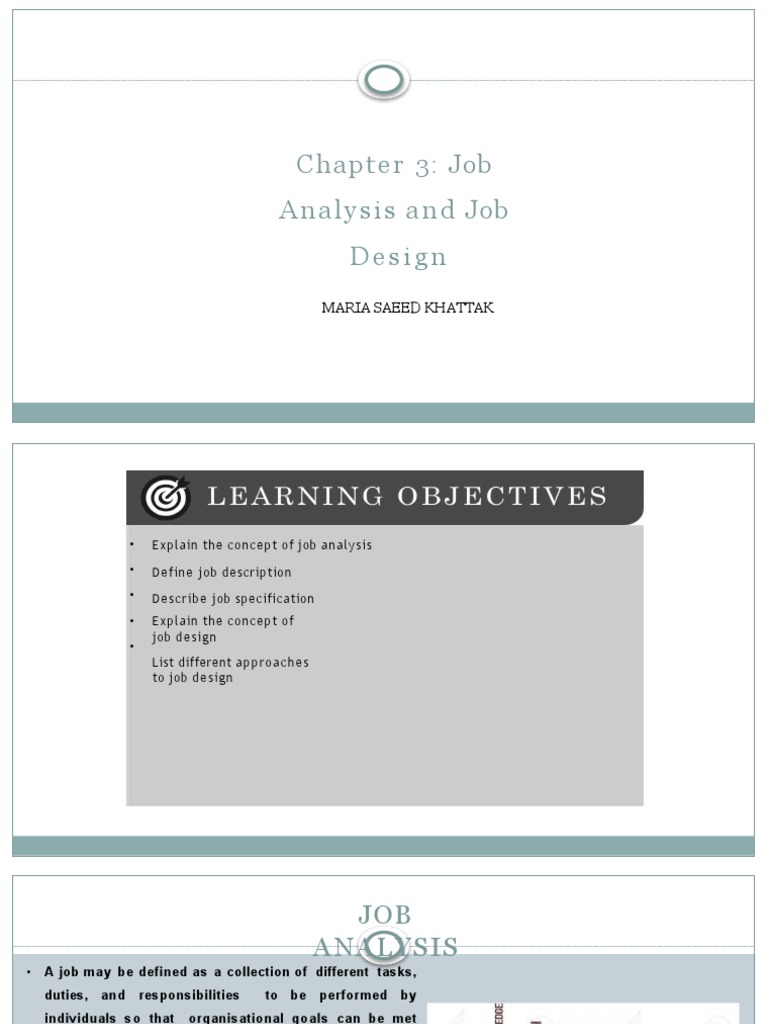 Chapter 3: Job Analysis A N D Job Design: Maria Saeed Khattak | PDF ... Chapter 3: Job Analysis A N D Job Design: Maria Saeed Khattak | PDF ...
