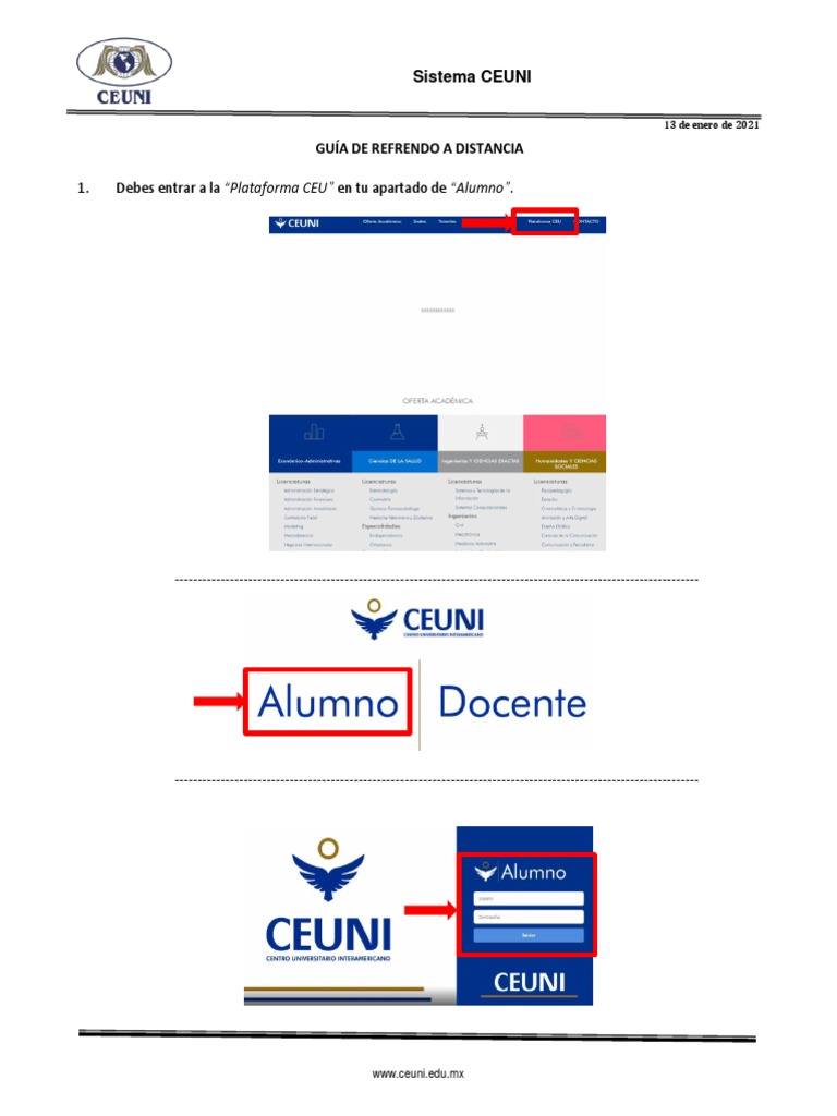 Sistema CEUNI: Guía de Refrendo A Distancia | PDF