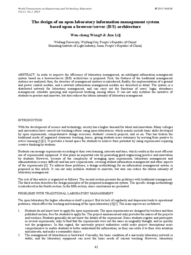 The Design Of An Open Laboratory Information Management System Download Free Pdf