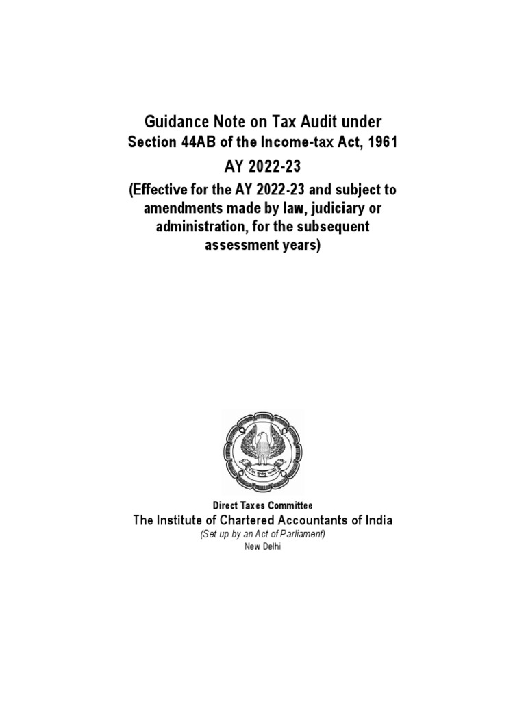 Tax Audit Guidance Note | Download Free PDF | Payments | Accounting