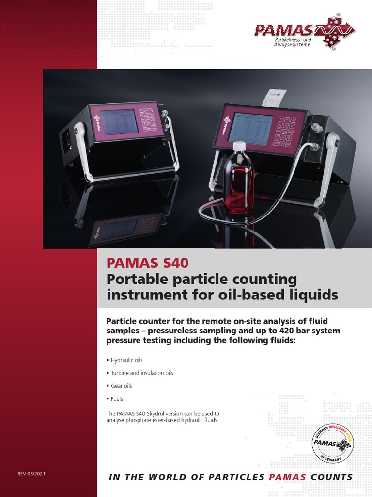 Pamas S40: Portable Particle Counting Instrument For Oil-Based Liquids ...