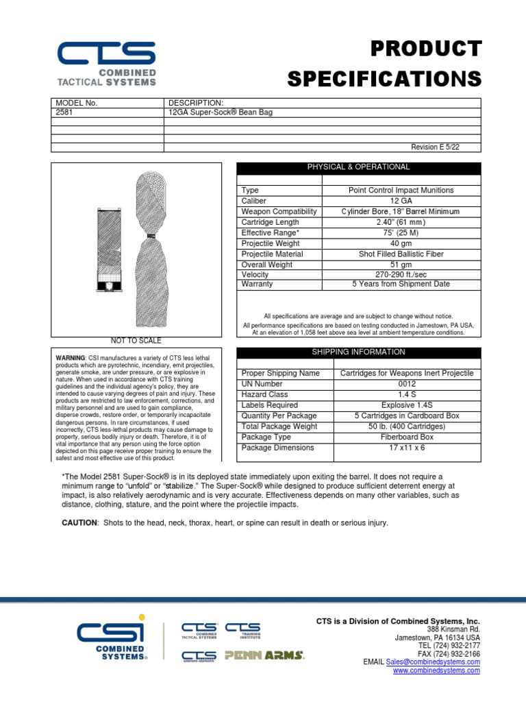 2581 CTS Rev E | PDF | Cartridge (Firearms) | Gun Barrel