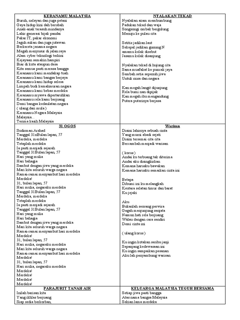 Lirik Lagu 1 | PDF | Puisi