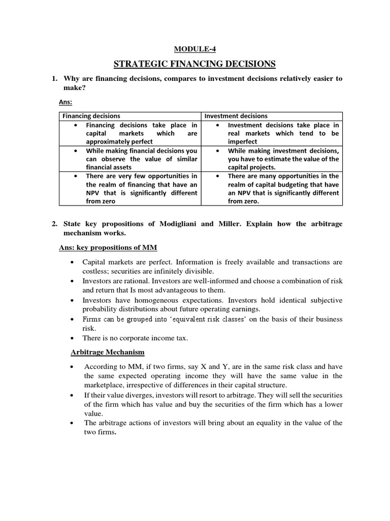 Strategic Financing Decisions Explained | PDF | Capital Structure ...