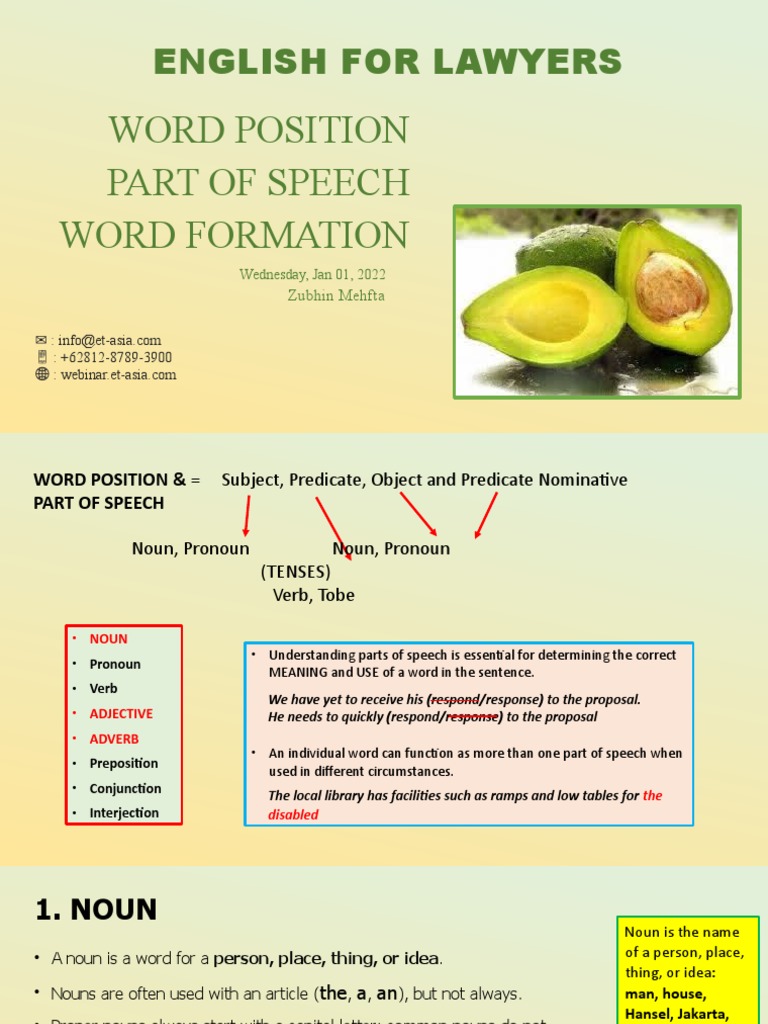 #3 Meeting-WORD POSITION, PART OF SPEECH & WORD FORMATION | PDF | Adverb | Part Of Speech
