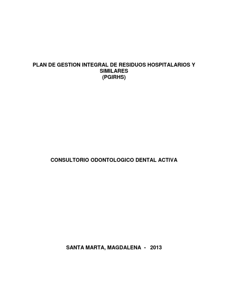 Plan de Gestion Integral de Residuos Hospitalarios y Similares | PDF | Residuos | Reciclaje