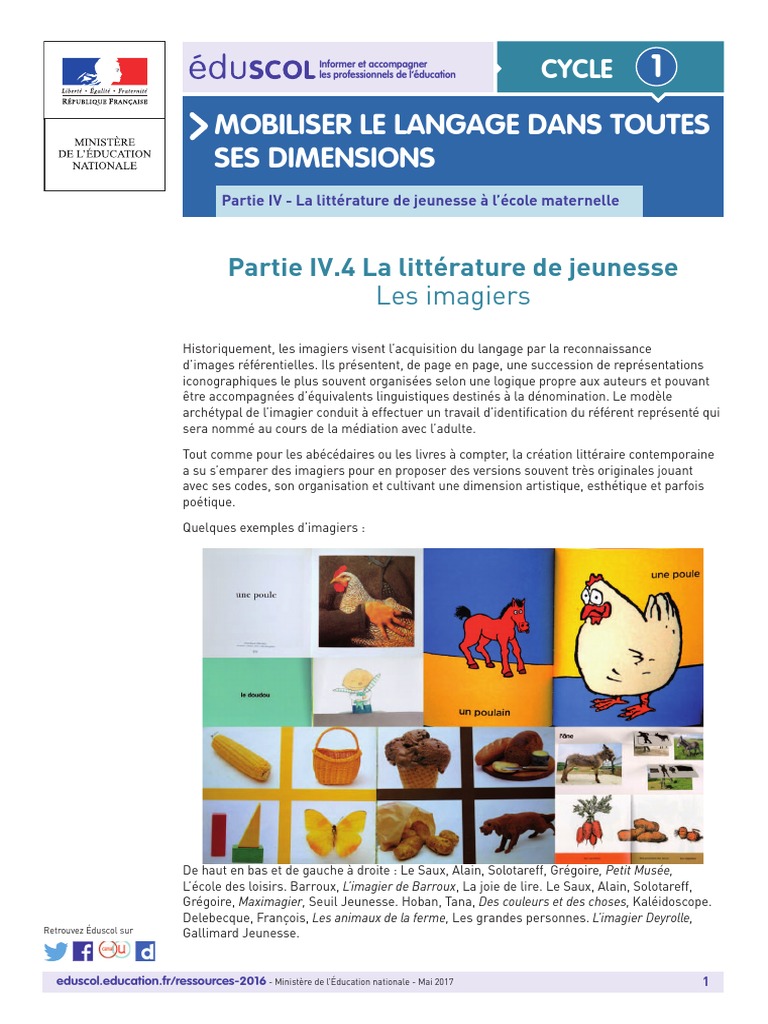Ress c1 Langage Litterature Imagiers 774765 | PDF | Mémoire | Lexique